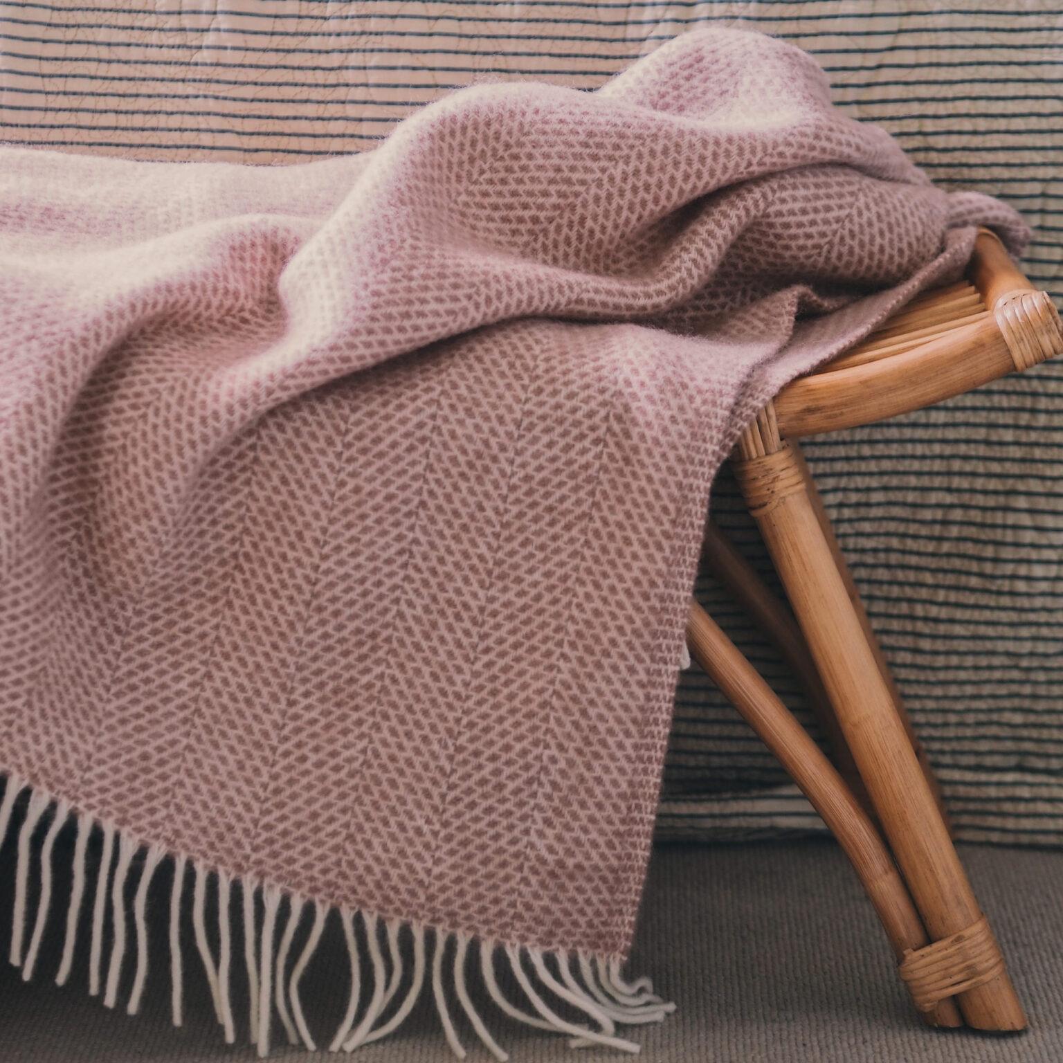 Dusky Pink Throw - Tom Lane, Made in Britain.