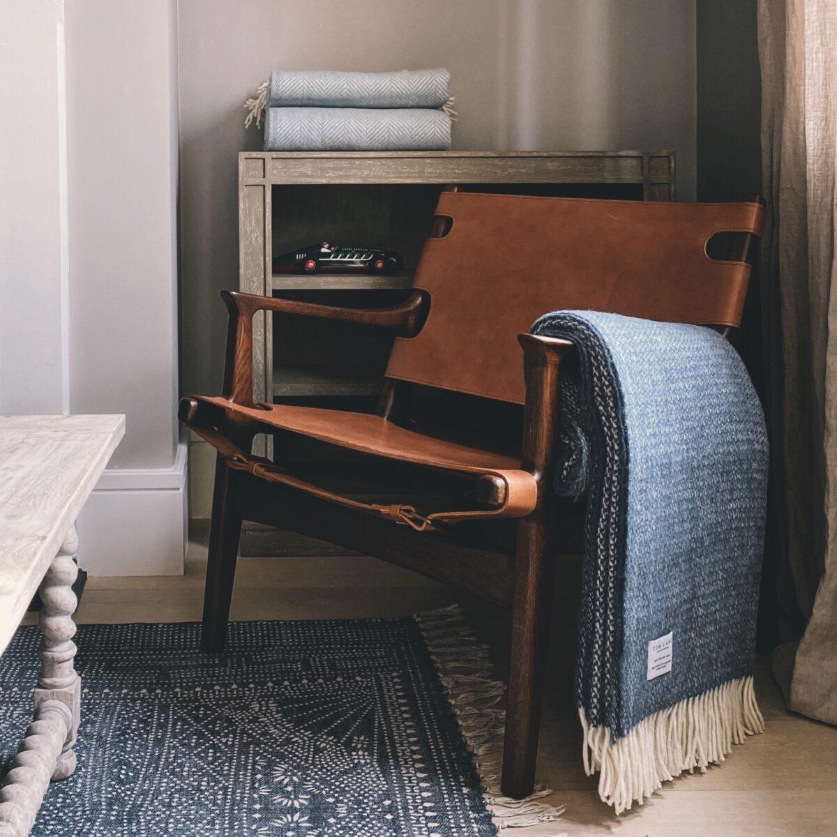 Slate blue throw - Tom Lane, Made in Britian.