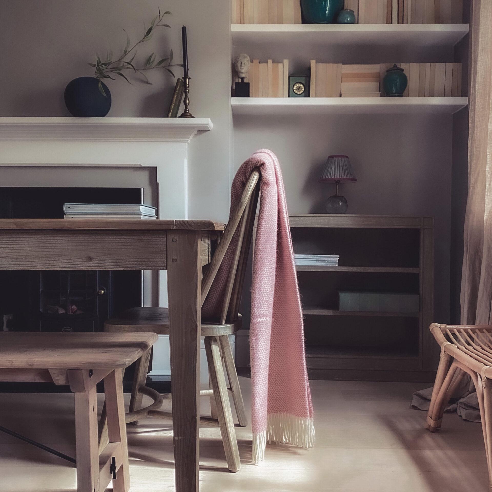 Dusky Pink Throw - Tom Lane, Made in Britain.