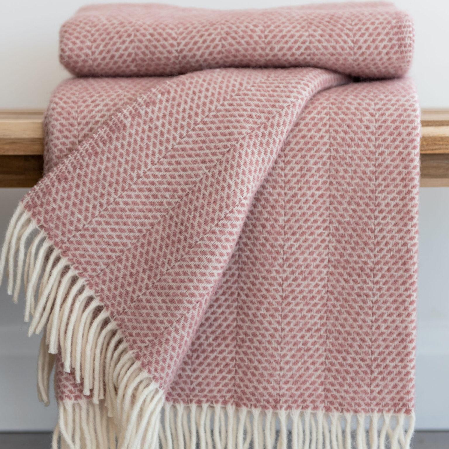 Dusky Pink Throw - Tom Lane, Made in Britain.