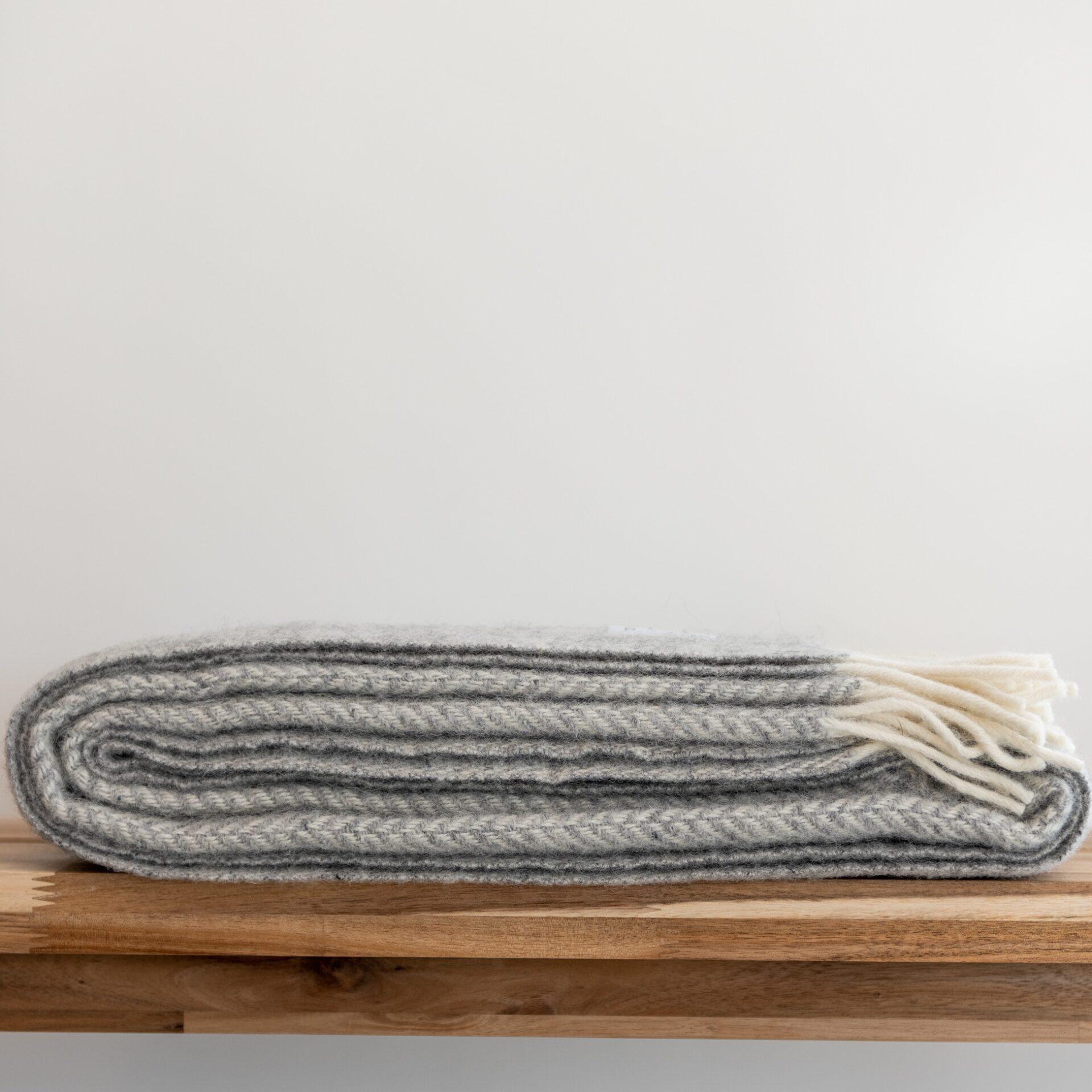 Grey Herringbone Throw - Tom Lane, Made in Britian.