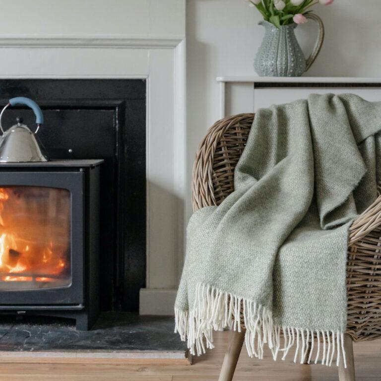 Sage Green Throw - Tom Lane, Made in Britain.