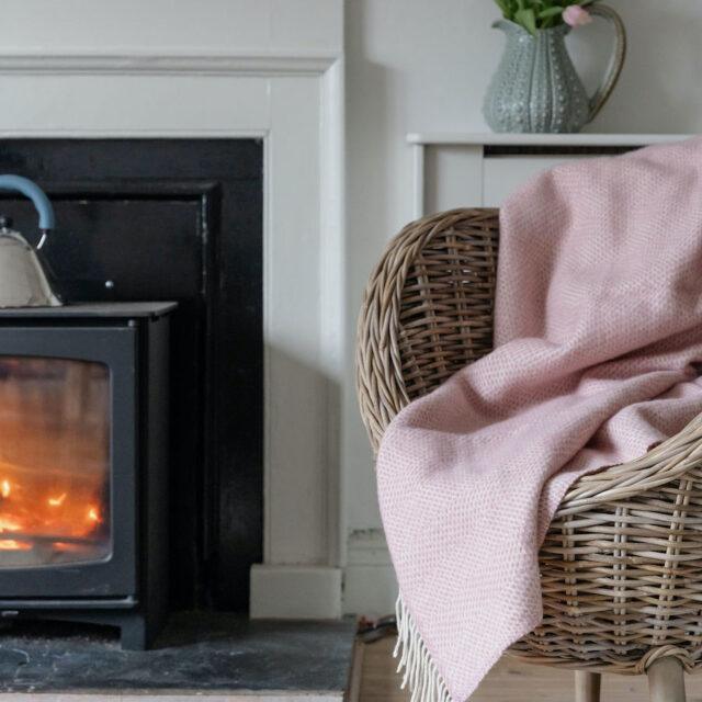 Dusky Pink Throw - Tom Lane, Made in Britain.