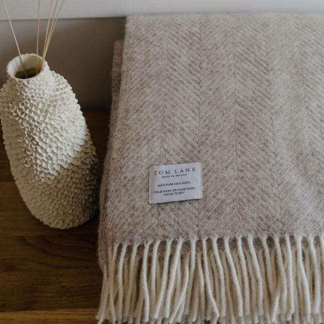 Mouse Herringbone Throw - Tom Lane, Made in Britain.